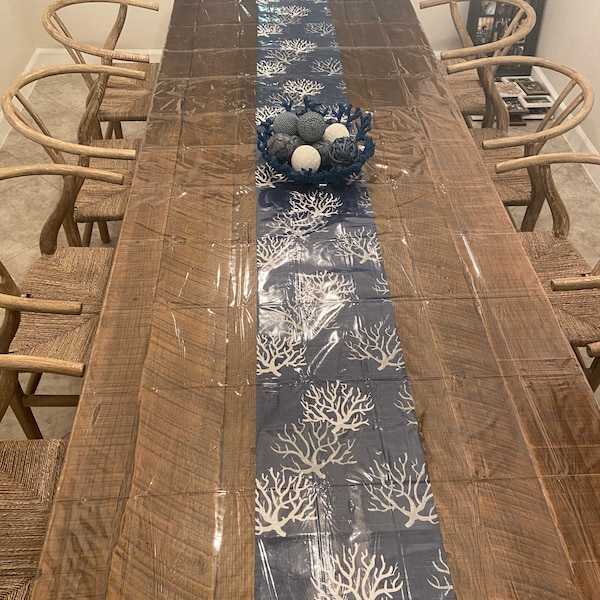 Nautical Table Runner Coastal Living Home Decor Navy Aqua Blue Beach ...
