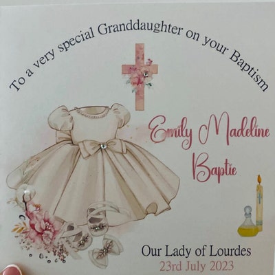 Baptism Card Baby Girl Baptism Card Girl Christening Card Personalised ...
