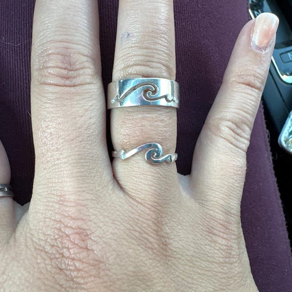 Wave Promise Ring Set His and Hers Promise Rings for Couples Wedding ...