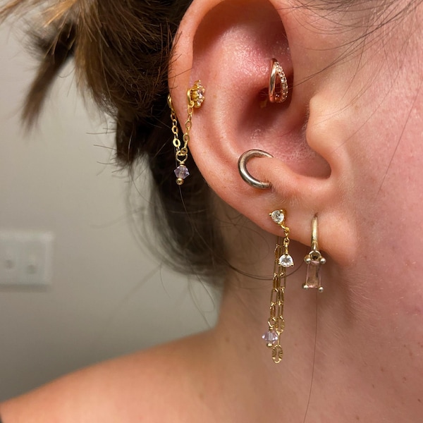 Conch Moon Hoop Piercing Gold, Conch Piercing, 18g Cartilage Hoop ...