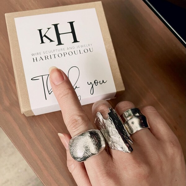 Set of 5 Stack Rings, Solid Bronze Ring, Geometric Ring, Stackable ...