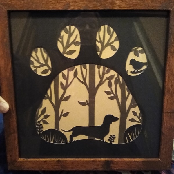 Dachshund Dog Breed Shadow Box SVG, 3d Papercut SVG, Layered Paper Art ...