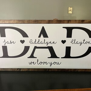 Personalized Fathers Day Gift, Dad Sign With Kids Names, Personalized ...