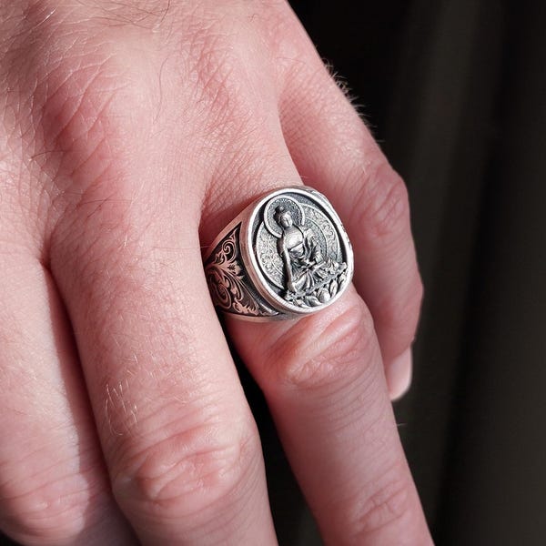 Saint Michael the Archangel Ring, Sterling Silver Signet Ring, Mens ...