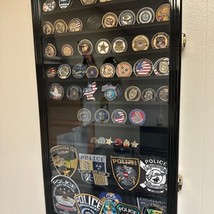 Large Military Challenge Coin Display Case Cabinet Holders Rack 98% UV ...