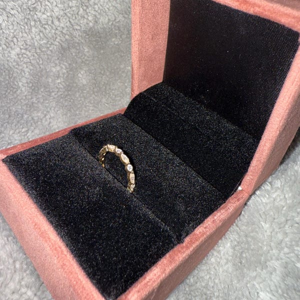 Dainty Single Prong Ring, Marquise and Round Moissanite Wedding Band ...