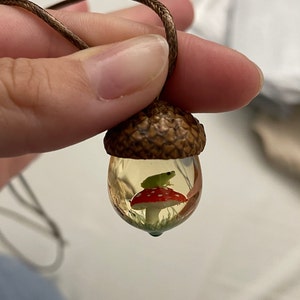 Acorn Mushroom Frog Terrarium Necklace, Goblincore Necklace With Moss ...