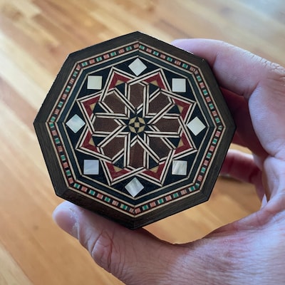 Rectangular Tray, Vintage Wood and Shell Inlay,handmade Square Serving ...