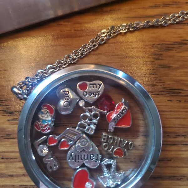 Enamel Stainless Steel Floating Living Glass Locket Charm 30 Mm Round ...