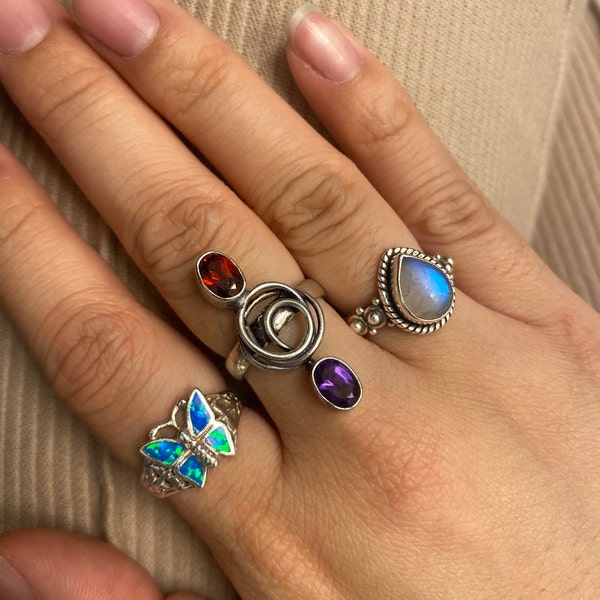 Silver Gemstone Ring, Sample From Assorted Shapes, Colors and Sizes ...