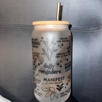 Daily Reminder Affirmations Motivational Beer Can Cup 16 Oz Boho Chic ...
