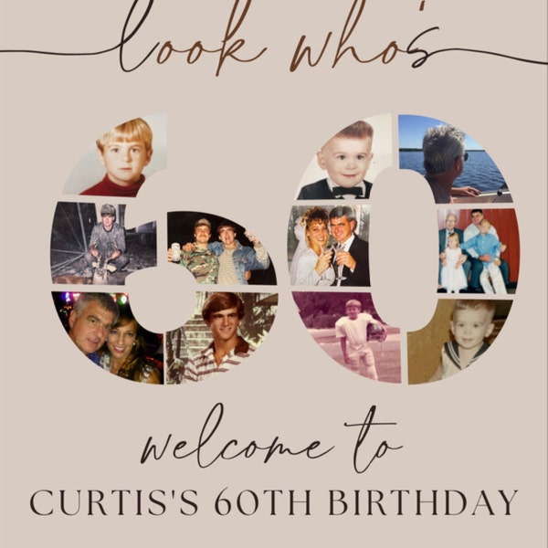 60th Birthday Photo Collage TEMPLATE, Look Who's 60, Customizable ...