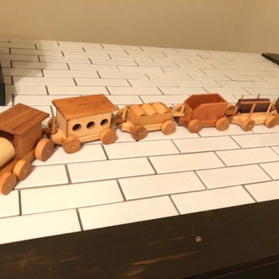 Hand Made Wooden Animal Train Set - Etsy