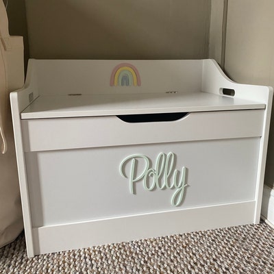 Personalised Rainbow Toy Box With Safety Hinge - Etsy UK