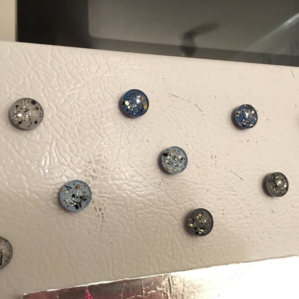 Rainbow Glitter Mini Magnets // Set of 6 - 12mm Heart-shaped Glass ...