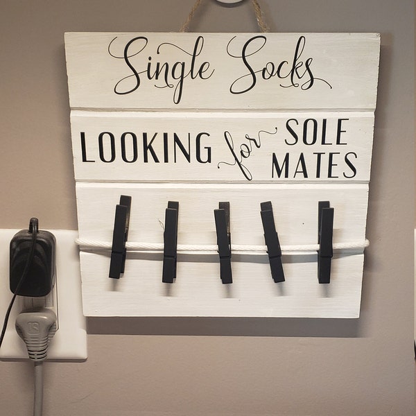 Single Socks Looking for Sole Mates Laundry Decor / Sock Hanger / Sock ...