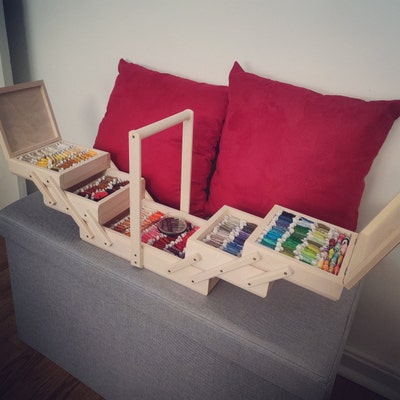 Very Big Sewing Box From Wood Dark Brown Sewing Caddy - Etsy