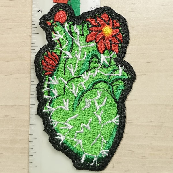 Mexican Sacred Cactus Nopal Heart Charm Religious Mexico Sew on Patch ...