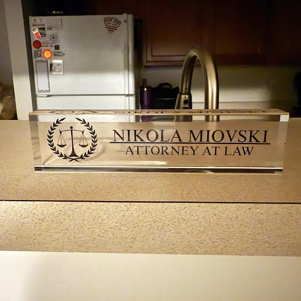 Attorney Office Desk Name Plate, Clear JD Judge Nameplate, Lawyer ...
