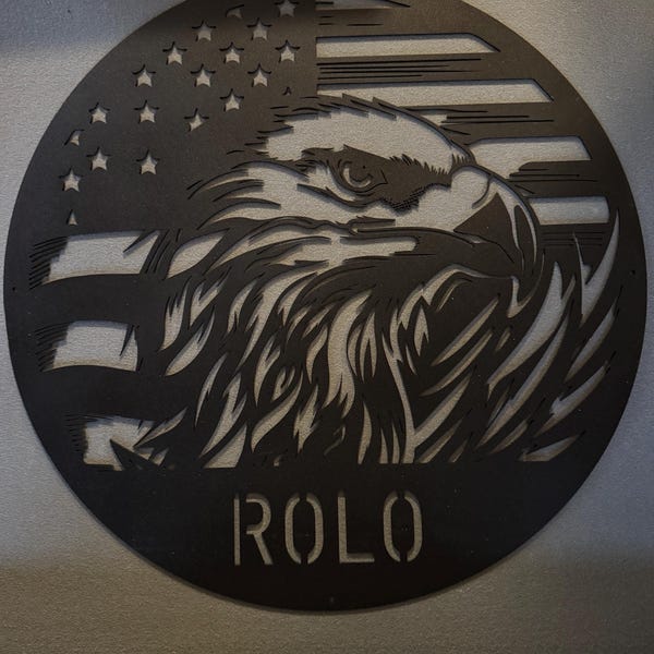Custom Eagle US Flag Metal Sign, American Flag Gift, Personalized Name ...