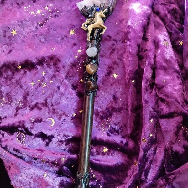 Custom Crystal Magic Wands, Handmade Moon and Stars Wands, Natural ...