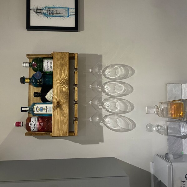 Wall Mounted Home Bar, Drinks Rack, Gin Rack, Cocktail Cabinet, Wine ...