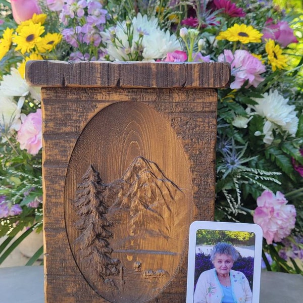 Rustic Woodsman Chiseled Urn / Handcrafted Pine Cremation Urn / Wood ...
