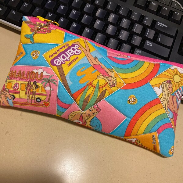Barbie Zipper Pouch, Quilted Makeup Bag, Barbie Make up Bag, Toiletries ...