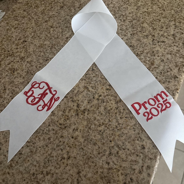 Embroidered Bouquet Sash: Personalized Wedding Ribbon Wrap - Etsy