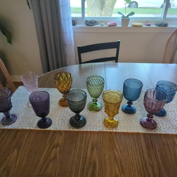 Mismatched Goblets (set of 4 or 6), Vintage Like Goblets, Colorful ...