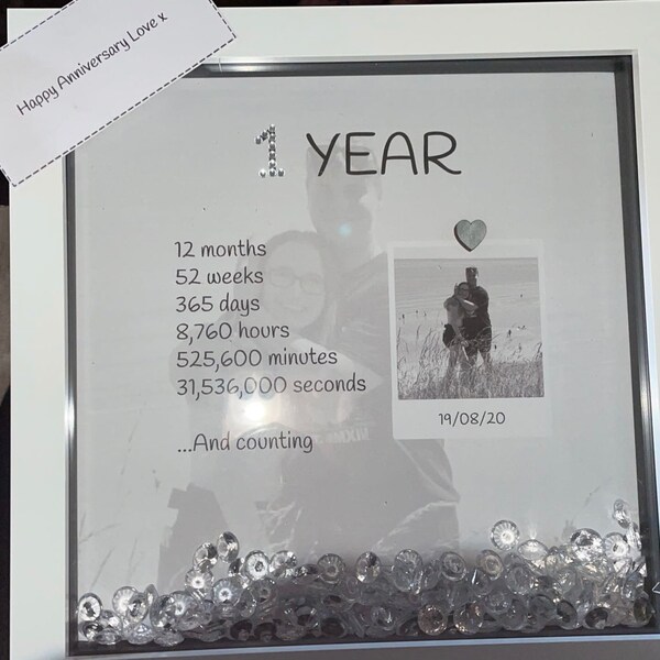 Personalised First Anniversary Frame. 1 Year Anniversary Gift. First ...