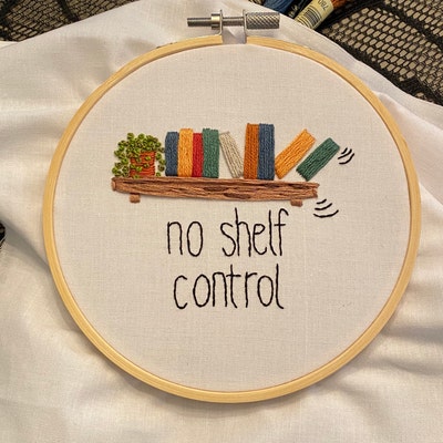 PDF PATTERN No Shelf Control, Beginner Embroidery Pattern, Bookworm ...