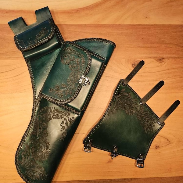 Real Leather Side Quiver With Phoenix Motif / Archer Equipment ...