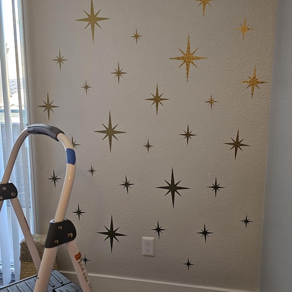 Starburst Wall Decals - Retro Wall Decal - Set of 35 Stars - Home Decor ...