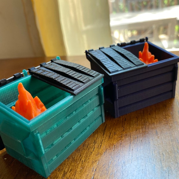 3D Printed Dumpster Fire Model - Fun Desk Toy & Gift - Color Options ...
