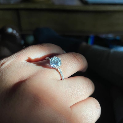 1ct 2ct Fire Moissanite Ring Brilliant Round Cut Moissanite Sterling ...