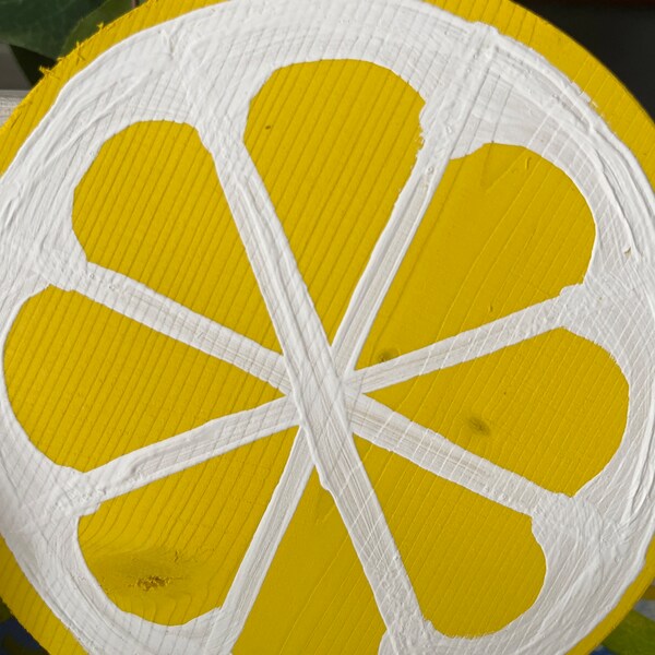 Set of 2 Wooden Lemon Slices | Lemon Tiered Tray Decor | Wood Lemon ...