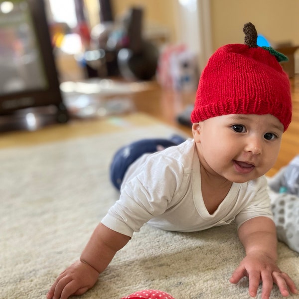 Apple Hat, Baby Apple Hat, Handmade Knit Apple Hat, Fall Hat Toddler ...