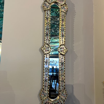 Long Multicolor Narrow Wall Mirror 35.4 Tall, Painting on Glass Long ...