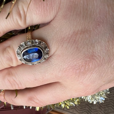 Antique .25ct Old European Cut Diamond Belcher Mount Ring in 14K Gold ...