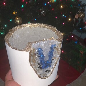 6 Inch Geode Pot Concrete Pot Hand Painted Pot Stone Pot Crystal Pot ...