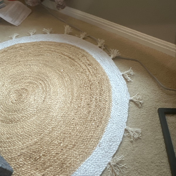 Jute Runner Rug - Scalloped Runner Rug, Bohemian Scallop Rug, Natural ...