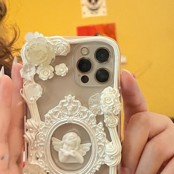 Angel Baroque Decoden 3D Phone Case, Cherub Aesthetic Custom Case for ...