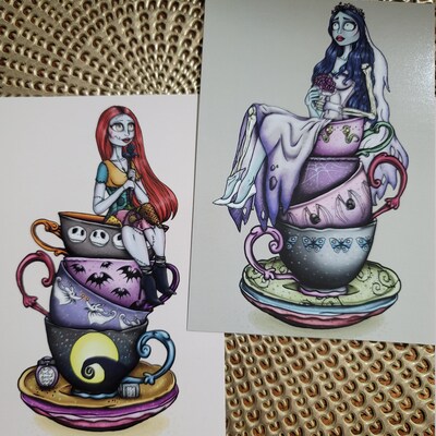 Teacup Emily the Corpse Bride Teacup Sally A Nightmare Before Christmas ...