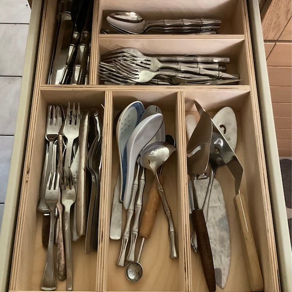 Up to 12 Inches Wide - Custom Baltic Birch Drawer Organizer, Silverware ...