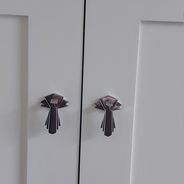 Chrome Art Deco Drop Handles Drawer Cupboard Door Pull Handles Kitchen ...