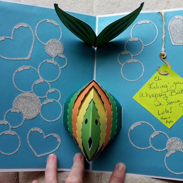 DIY Pop-up Fish Card Template SVG and PDF Files for Instant Download - Etsy
