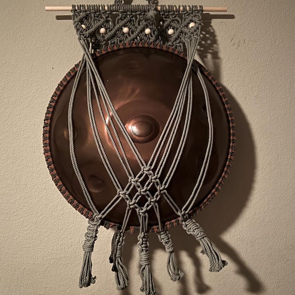 Macrame Acoustic Crystal Guitar Stand, Bamboo Wall Decor, Wall Mount ...