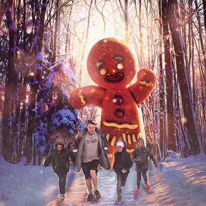 Gingerbread Man Chase Digital Backdrop/background, Can't Catch Me I'm ...