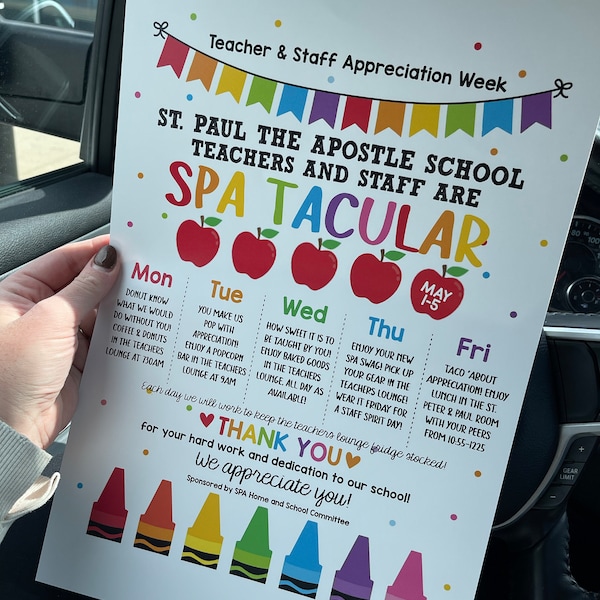 Editable Teacher Appreciation Week Itinerary Poster Teachers Staff ...